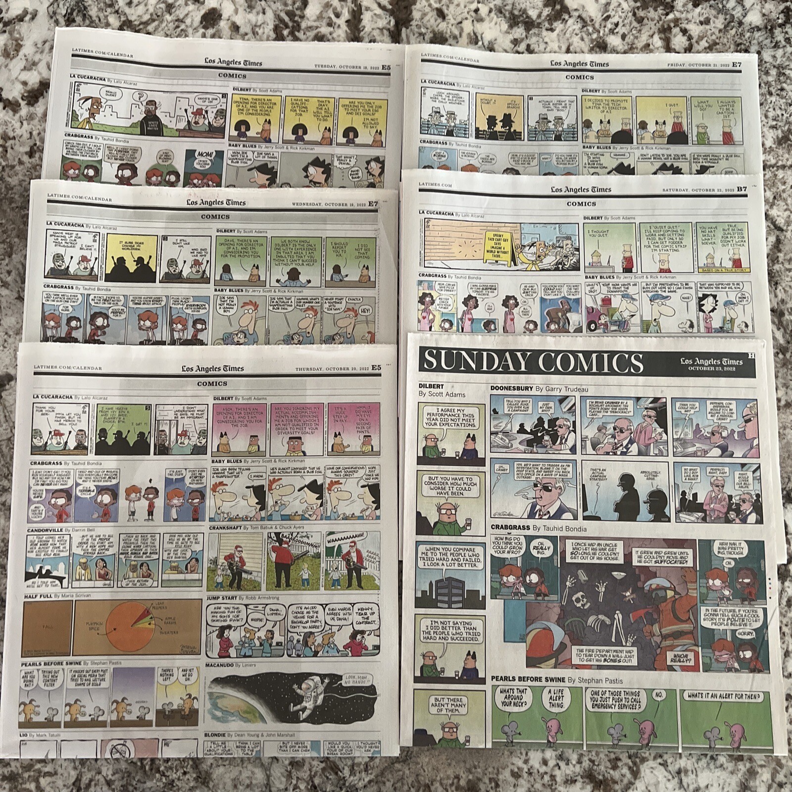 LOS ANGELES TIMES DILBERT COMIC STRIPS Oct 18-23 2022 Lot of 6 | eBay