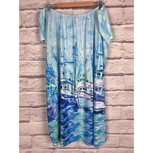 LEOMA LOVEGROVE Women's XL Nautical Sailboat Tropical Beach Off ...