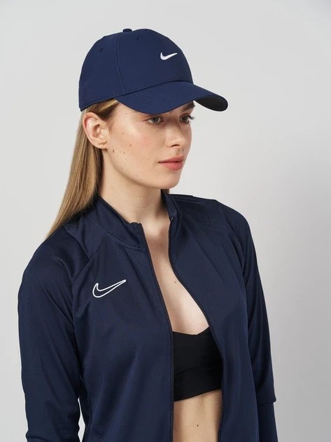 Nike Dri Fit Rise Club Navy White Swoosh Cap Hat Unisex M/L Adult ...