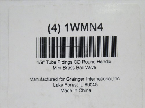 196318 New-No Box; Industry-Std 1WMN4 Box-4 Ball Valve; 1/8" Brass Body ...