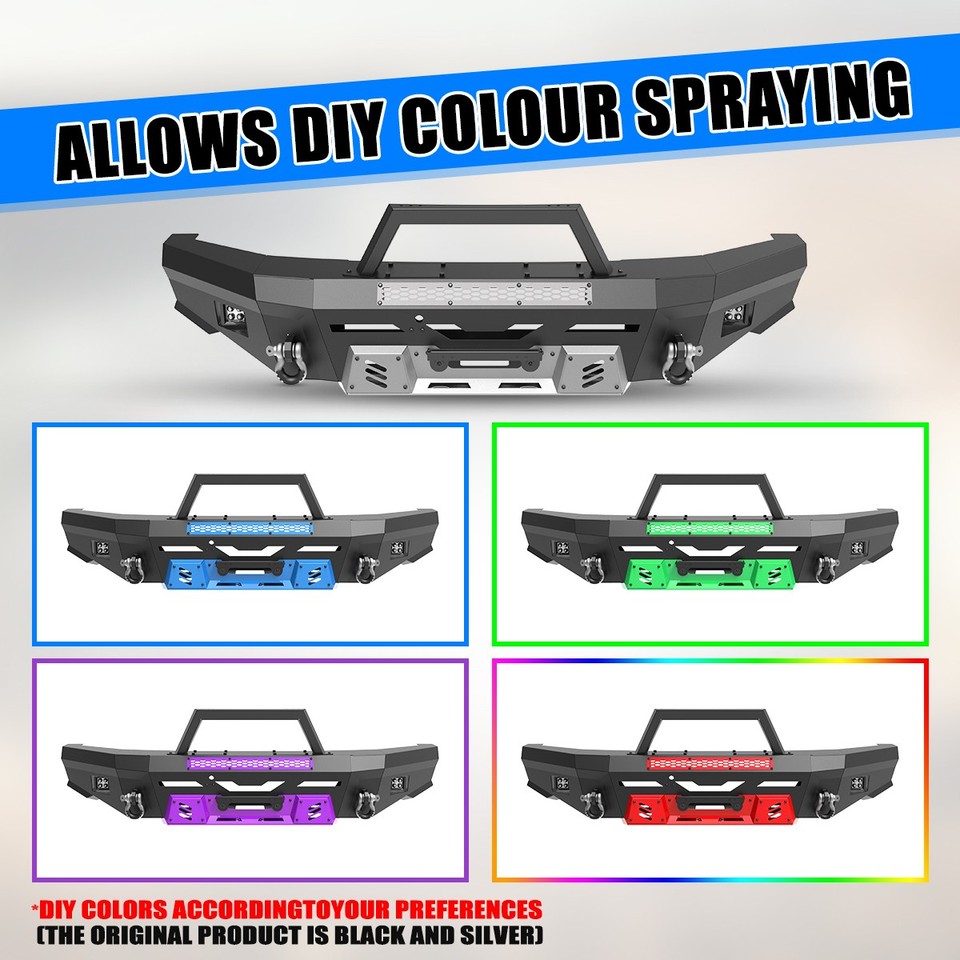 Front Bumper For 2024-2026 Tesla Cybertruck Bumper w/Bull Bar & Winch ...