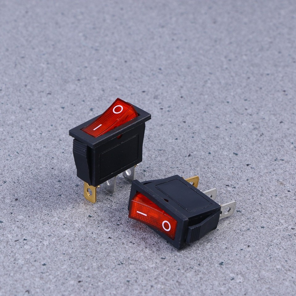 2 PCS 220V 6A 3 Car Rocker Red Light Push Buttons (Black) | eBay Australia