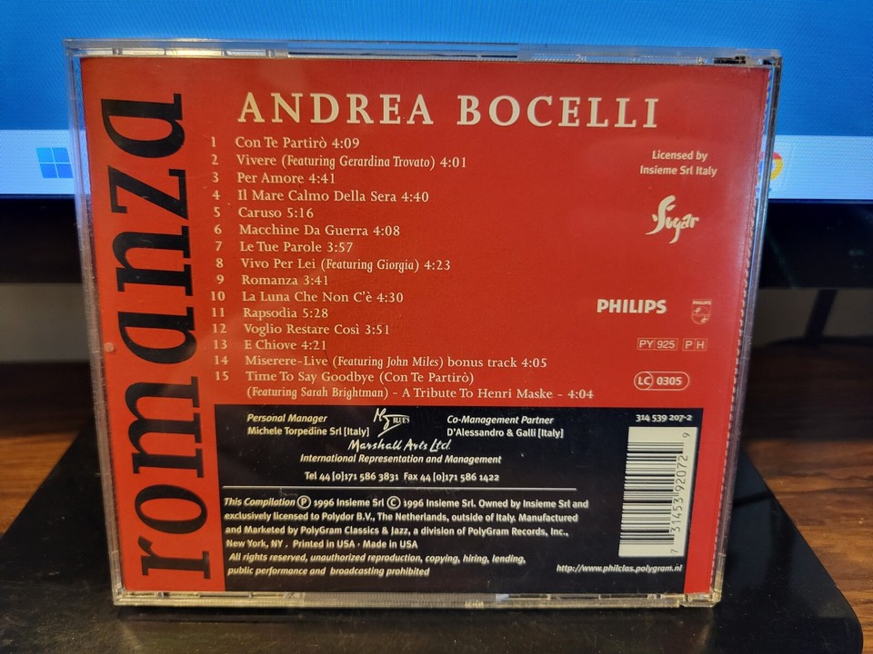 Romanza by Bocelli, Andrea (CD, 1997) NO SCRATCHES 731453920729| eBay