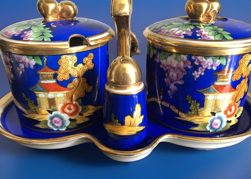 STUNNING RARE VINTAGE NORITAKE PORCELAIN 5 PIECE CONDIMENT SET | eBay