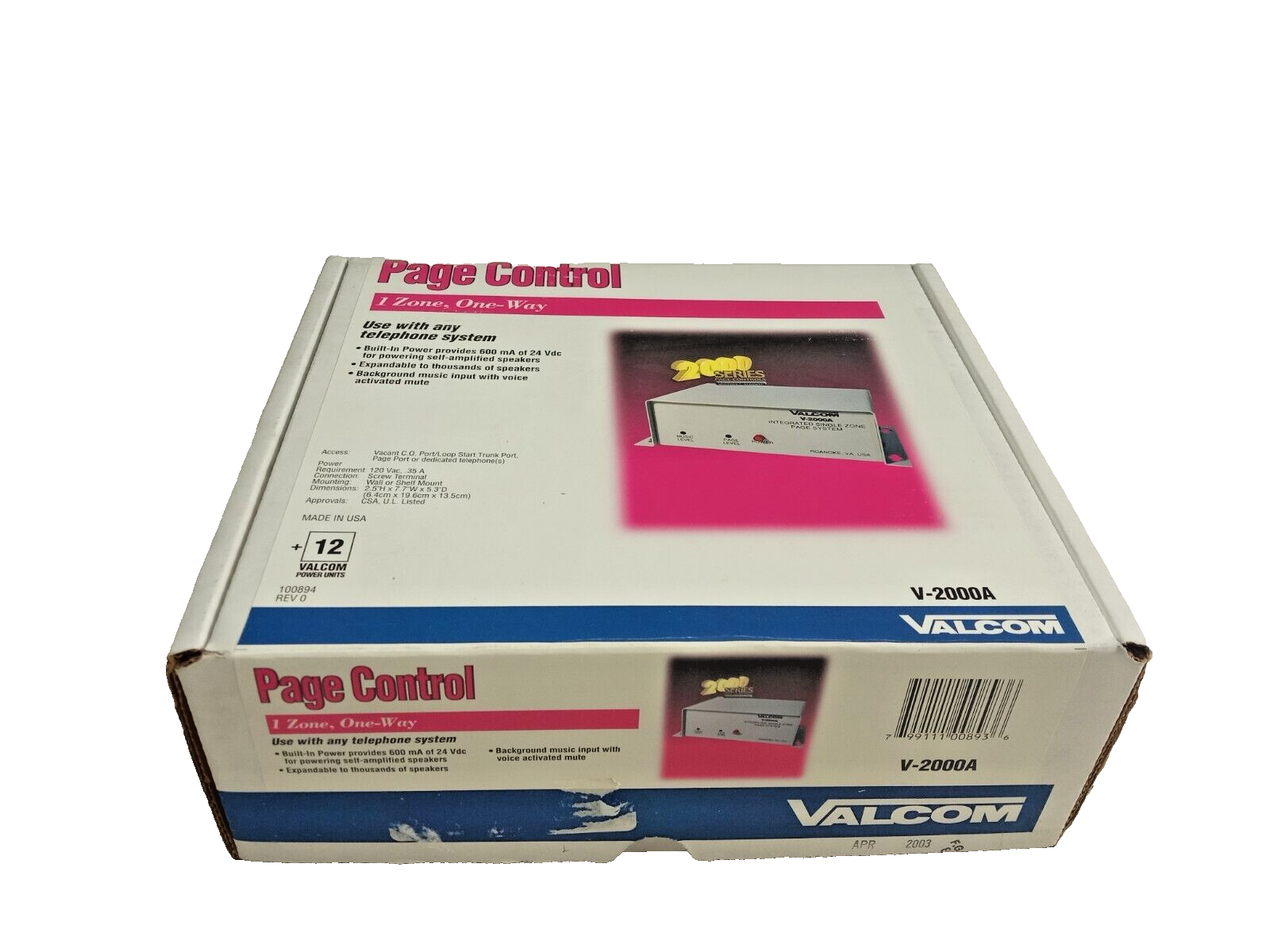 Valcom V-2001A 1 Zone One-Way Enhanced Page Control with Power for sale ...