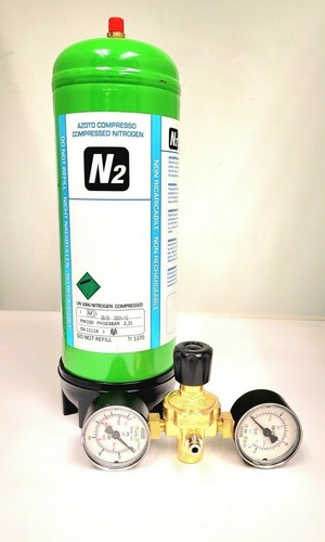 Nitrogen (N2) disposable gas bottle cylinder With Twin Gauge Regulator ...