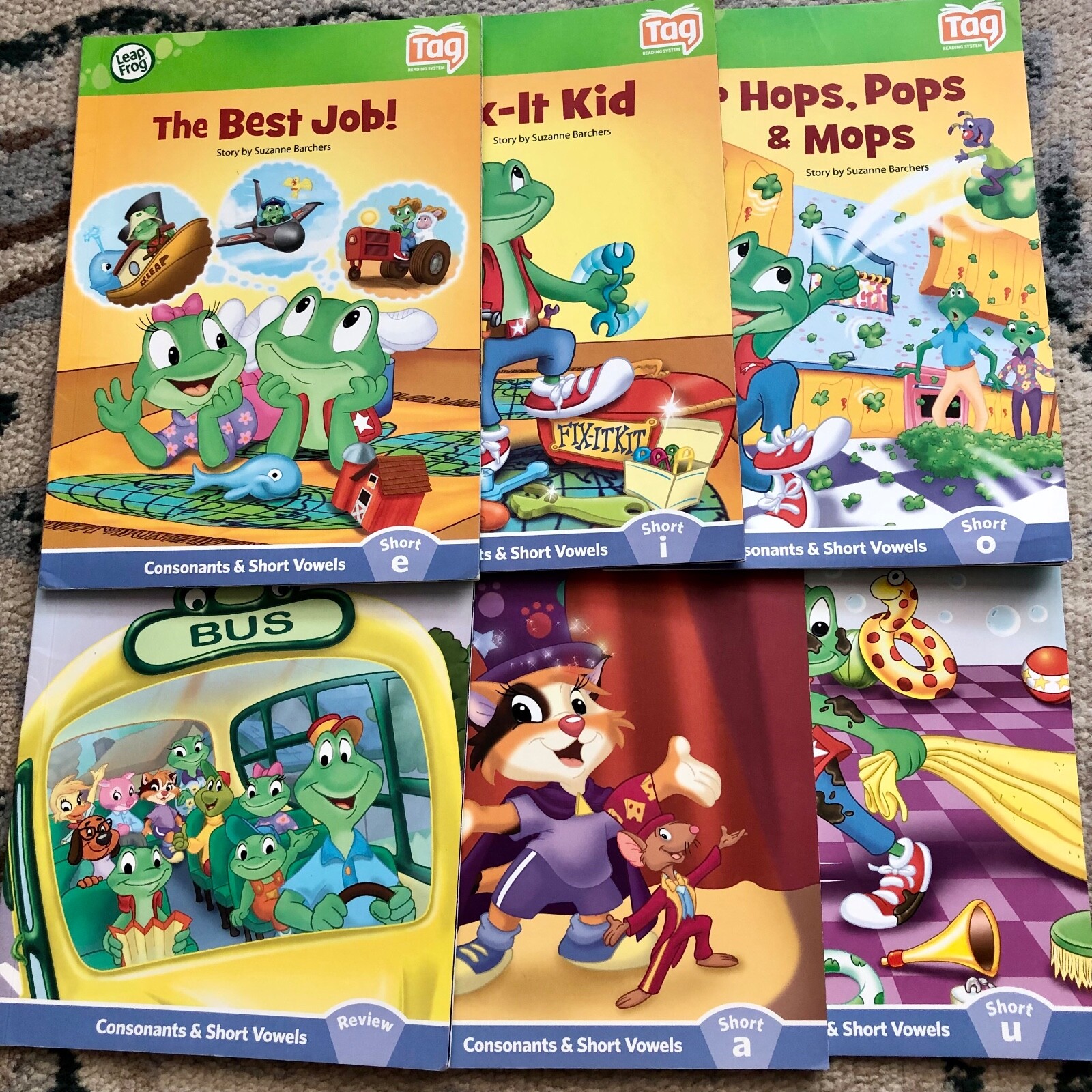 Lot of 6 Leapfrog TAG Reading System Books Vowels a,e,i,o,u & review ...