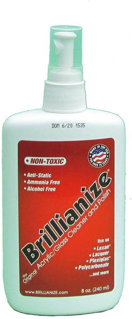 Brillianize Glass Acrylic Plastic Cleaner Polish Non Toxic - 8 Oz / 240 ...