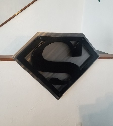 Metal Superman sculpture logo sign 36" Metal Wall Art Hanging sculpture ...