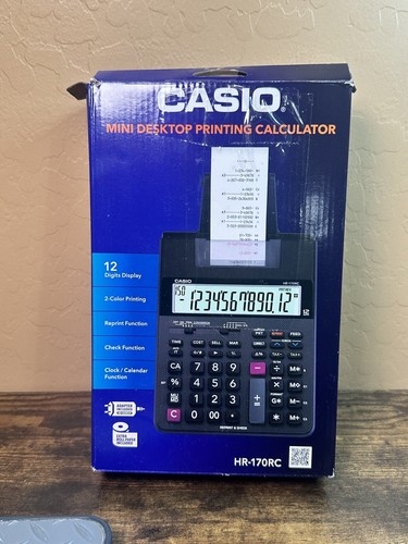 Casio HR-170RC Mini Desktop Printing Calculator - Brand New - 2 Color ...
