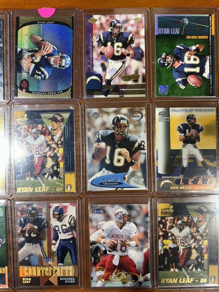 ⭐️Ryan Leaf Rookie 15 Card Rookie Lot Foil Gold 1998 1999 Skybox Fleer ...
