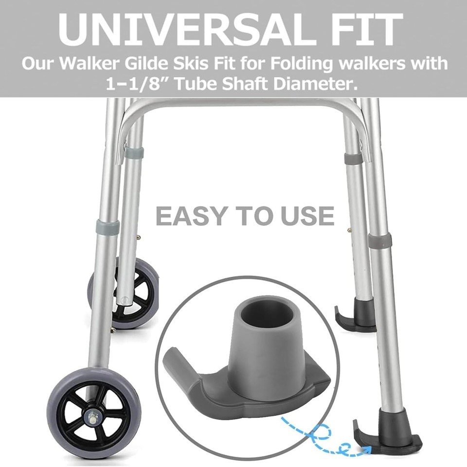 Walker Ski Glides - 2 Pack Universal Fit Walker Accessories for Seniors ...
