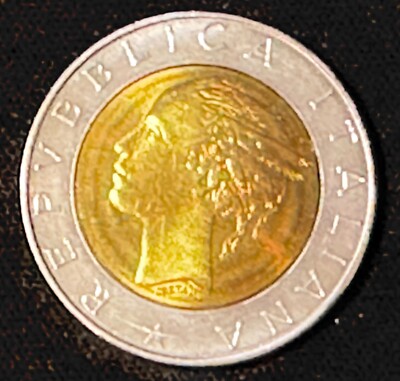 1982 Italian, REPVBBLICA ITALIANA, L. 500 Coin, Italian 500 lire Coin ...