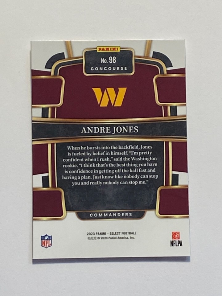 2023 Panini Select Football #98 ANDRE JONES RC Concourse COMMANDERS | eBay
