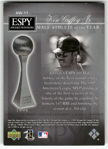 2005 Upper Deck ESPN #AW-11 Ken Griffey Jr. ESPY Award Winners | eBay