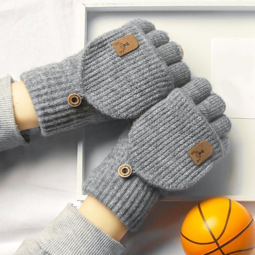 Half Finger Mittens Students Office Indoor Writing Gloves Handwear Knit ...