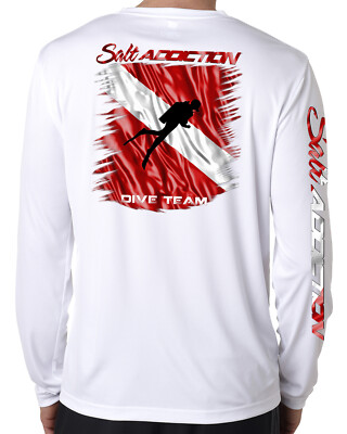 Salt Addiction t shirt long sleeve microfiber dive flag scuba uv upf 50 ...