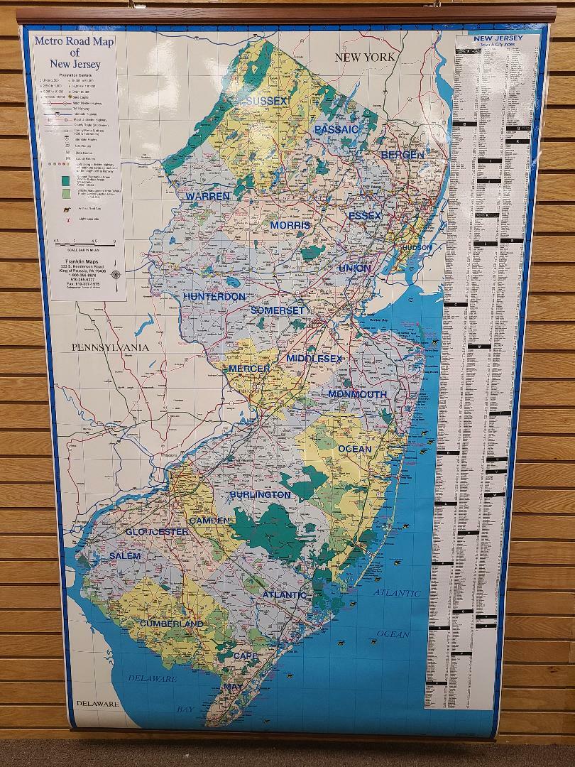 New Jersey State Wall Map by Franklin Maps | eBay