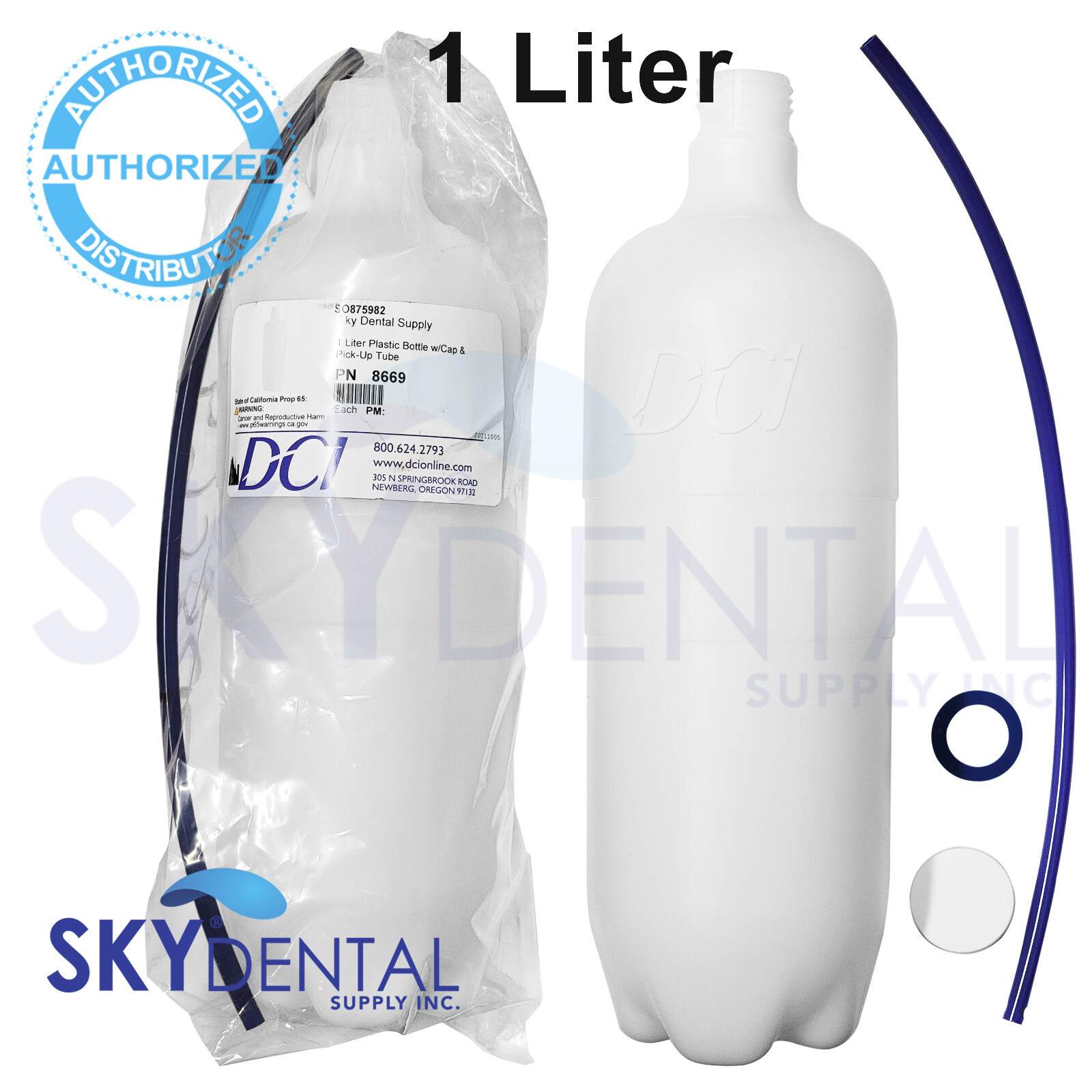 2x Dental Water Bottles Heavy-Duty Plastic 1 Liter W/ Cap & Tube #PN ...