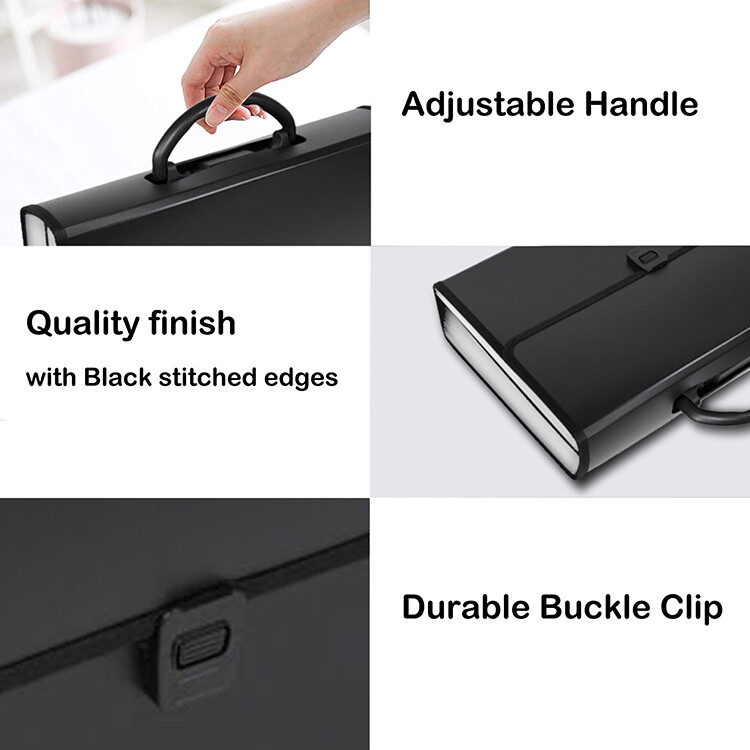 Foolscap 26 Pocket & Expanding Organiser Paper Document Carry Case File ...