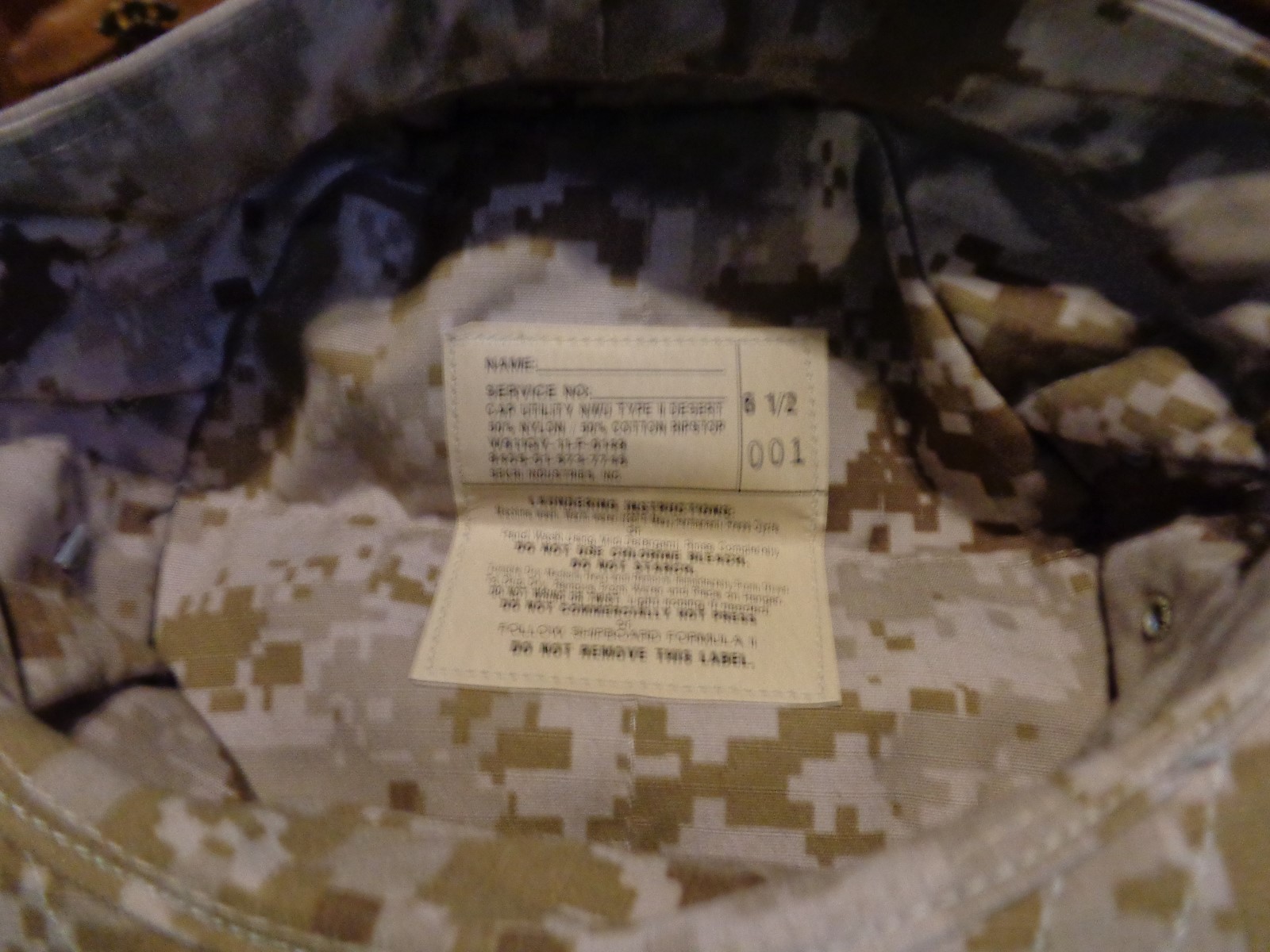 8 POINT COVER USN NWU AOR1 TYPE II HAT DESERT SIZE 6 1/2 NWT CAPTAIN O6 ...