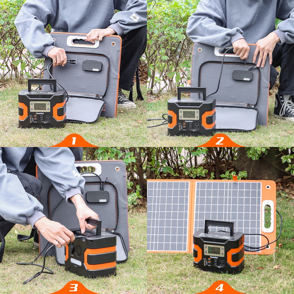 1Set Portable 560W Power Station Generator 100W/18V Solar Panel Back-up ...