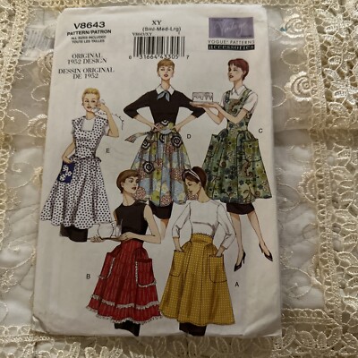 Vogue SEWING PATTERN 8643 Original 1950’s Designs APRONS Sizes S-M-L ...