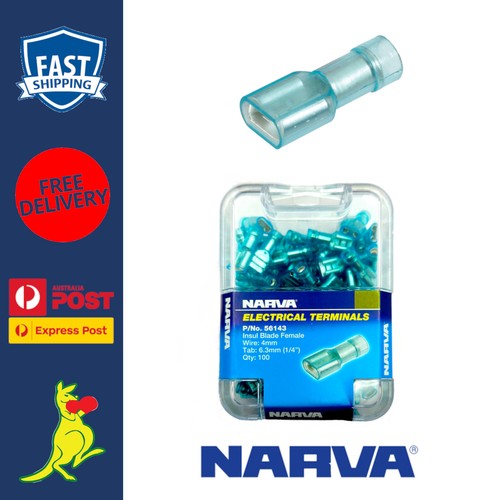 Narva Female Blade Terminal Blue High Heat Double Crimp for 4mm Wire ...