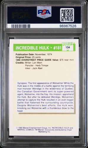 1990 MARVEL UNIVERSE #134 INCREDIBLE HULK #181 PSA 10 | eBay