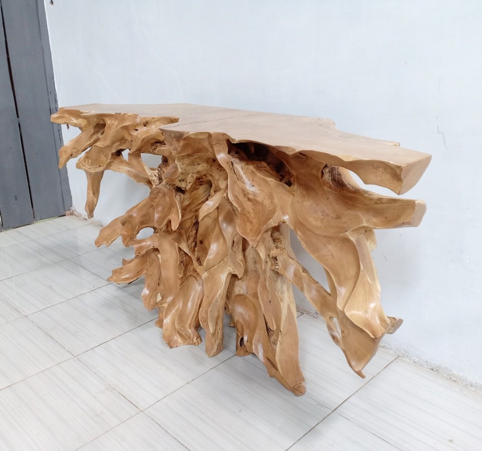 FREE SHIPPING - 63" Carved Console Table Teak Root wood, One-of-a-kind ...