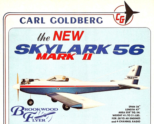 Carl Goldberg NEW SKYLARK 56 MARK II PLANS to Build RC Model Airplane ...