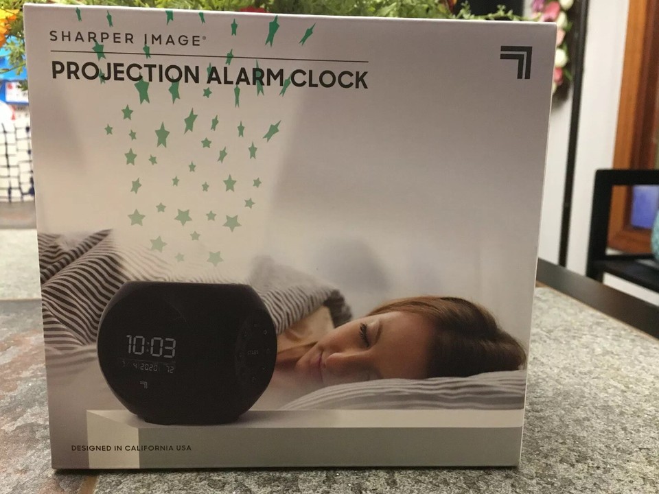 SHARPER PROJECTION ALARM CLOCK NIB NATURE SOUNDS MULTIPLE SOUNDS TIME ...