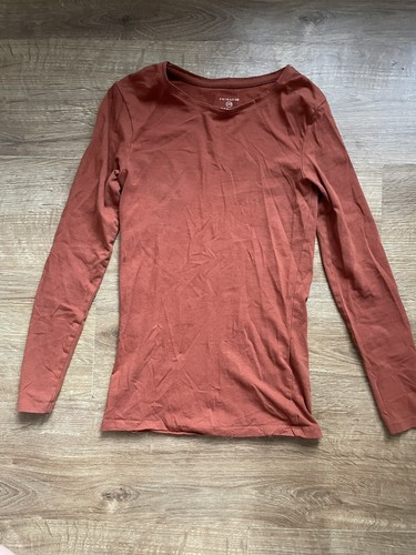 Womens Ladies Basic Top Size 2XS 4 UK Orange Long Sleeve Stretch By ...