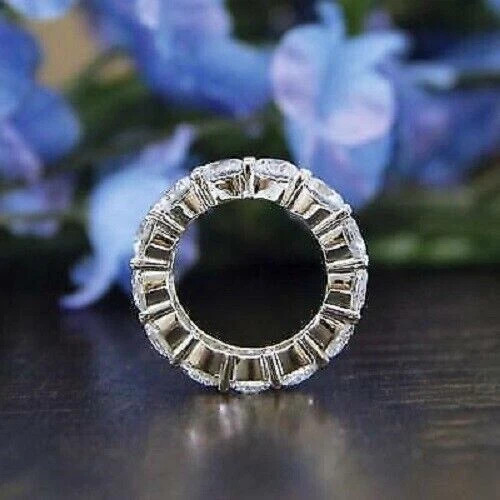 4Ct Round Lab Created Diamond Eternity Wedding Band Ring 14k White Gold ...