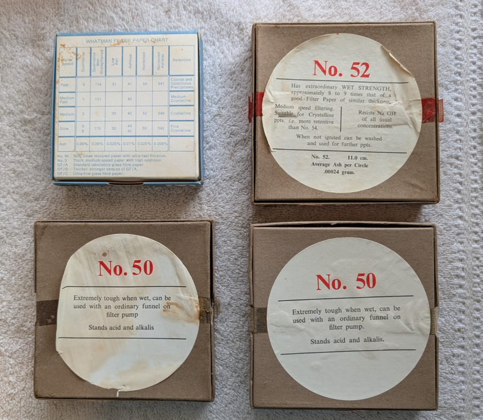 Vintage W&R Balston Genuine Whatman Filter Paper No. 50 & 52 England | eBay