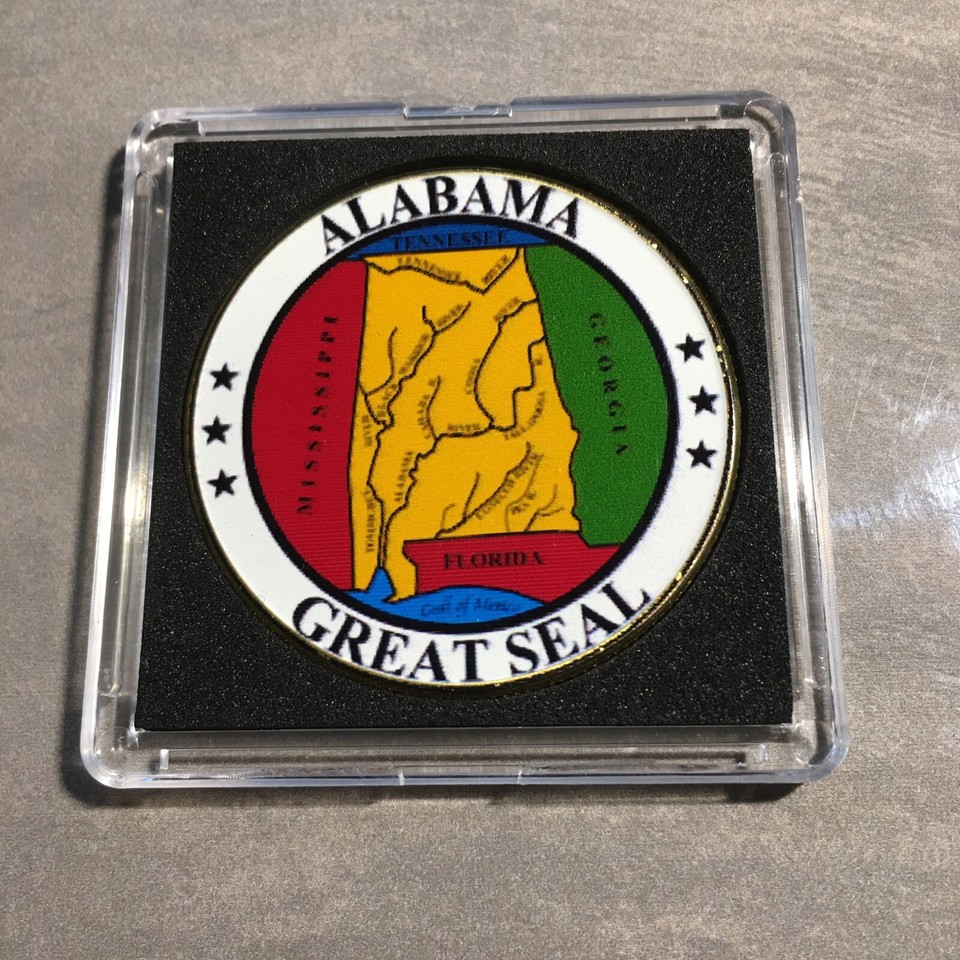 Great State of ALABAMA State Seal Colorized Collectible Challenge Coin ...
