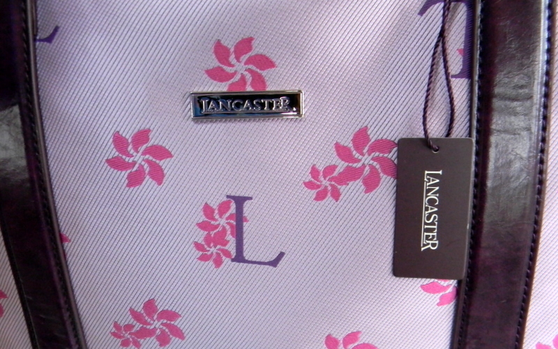 Lancaster Ladies Nylon Handbag Made in Italy Nylon and Leather Lavender ...