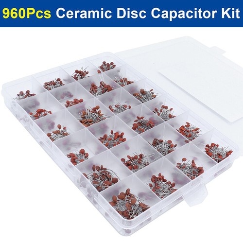 960 PCS 24 Value Ceramic Capacitor 2PF-100NF Assortment Kit for ...