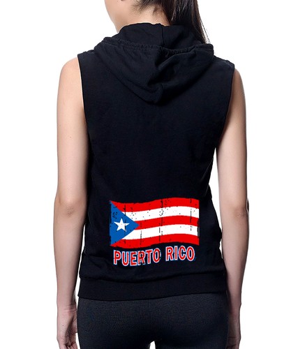 Junior's Grunge Puerto Rico Flag Black Fleece Zipper Vest Hoodie Puerto ...
