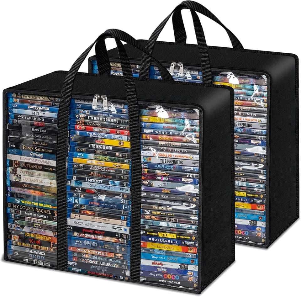 DVD Case Holder Organizer, 2 Pack Clear PVC Plastic CD Storage Case ...