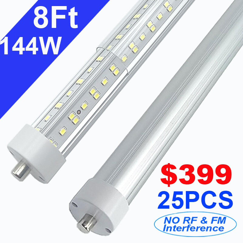 12/25 Pack 8 Ft Led Bulbs Single Pin FA8 T8 T12 8Ft Led Tube Light 8 ...