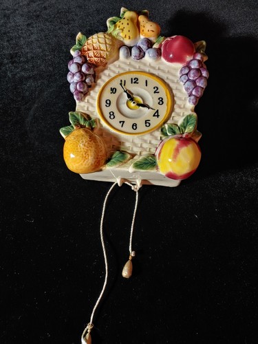 Vintage Fruit Clock Wall Pocket Ceramic | eBay