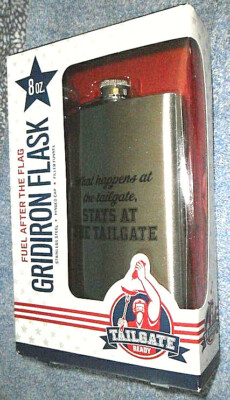Gridiron Stainless Steel Silver Tailgate Hinged Cap Flask 8 Oz. | eBay