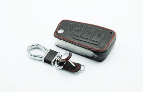 TOYOTA HILUX 2015-17 KEY REMOTE COVER BLACK LEATHER RED THREAD KEY ...