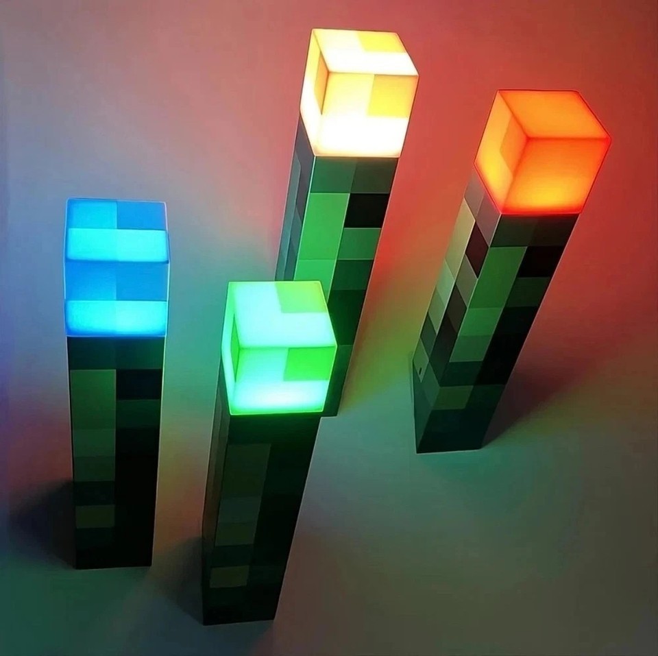 Minecraft Torch Rechargeable Portable Night Light 4-Color LED Light ...