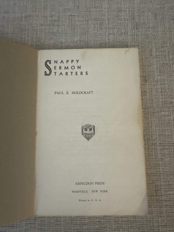 Snappy Sermon Starters by Paul E. Holdcraft Abingdon Press Vintage ...