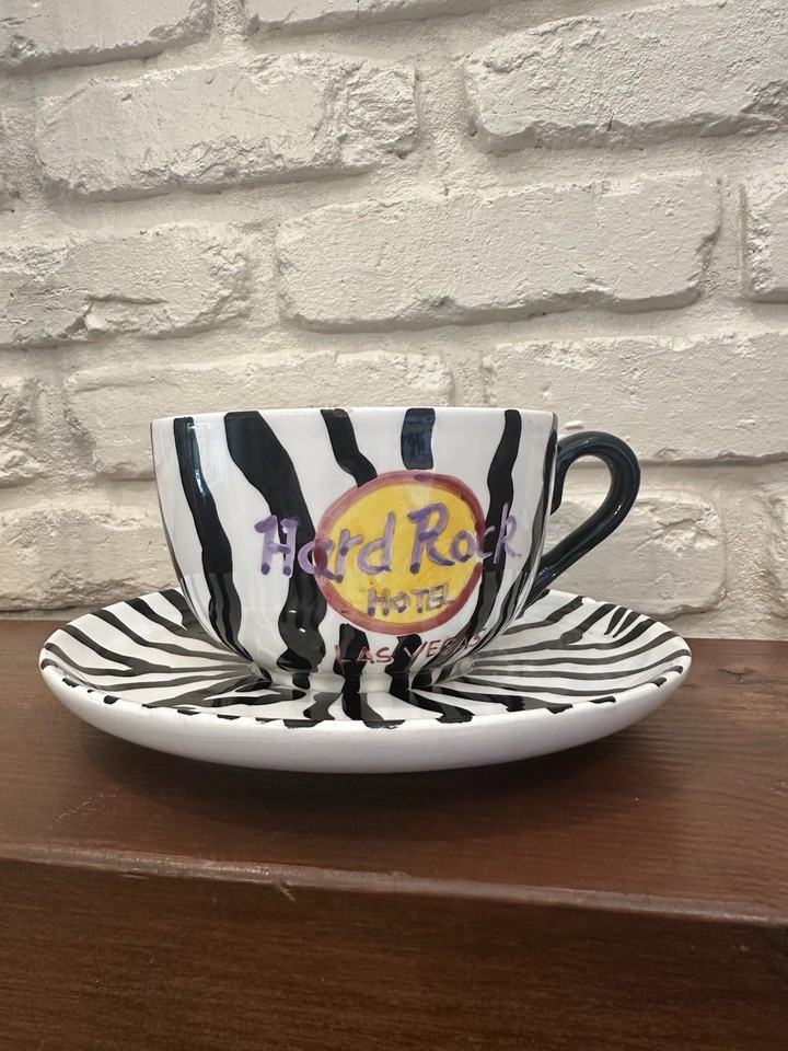 VINTAGE HARD ROCK Hotel And Casino Las Vegas Zebra Cup And Saucer RARE ...