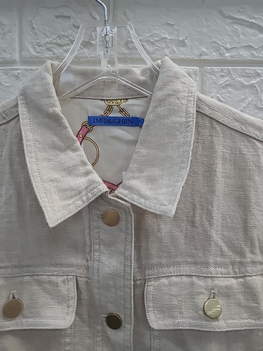 New J. McLaughlin Long Sleeve Button Up Willow Linen Jacket Size Medium | eBay