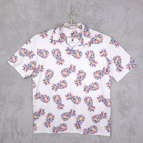 Proud 90 On Par Performance Golf Polo Shirt Rainbow Pineapple Party ...