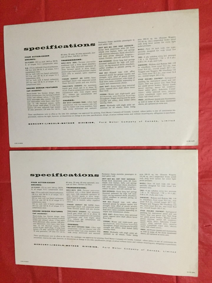 LOT 2---1957 METEOR "RIDEAU NIAGARA RANCH +" Canadian Car Dealer Sales ...